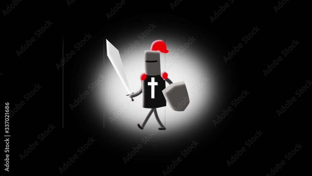 Medieval knight animation. 4K seamless looping walk cycle of a knight ...