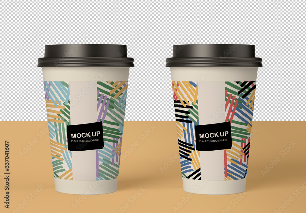 2 Front Paper Cups Mockup Stock Template | Adobe Stock
