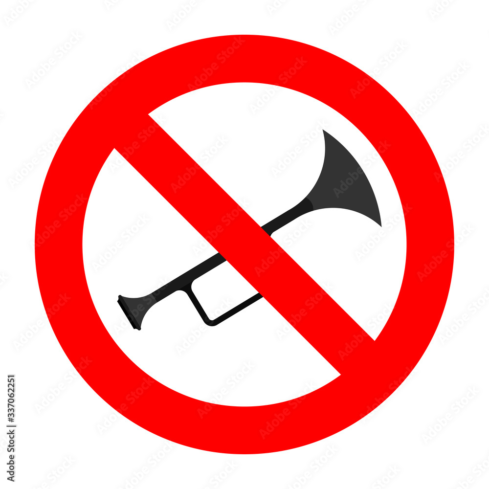prohibition sign playing musical instruments, sign prohibiting noise ...