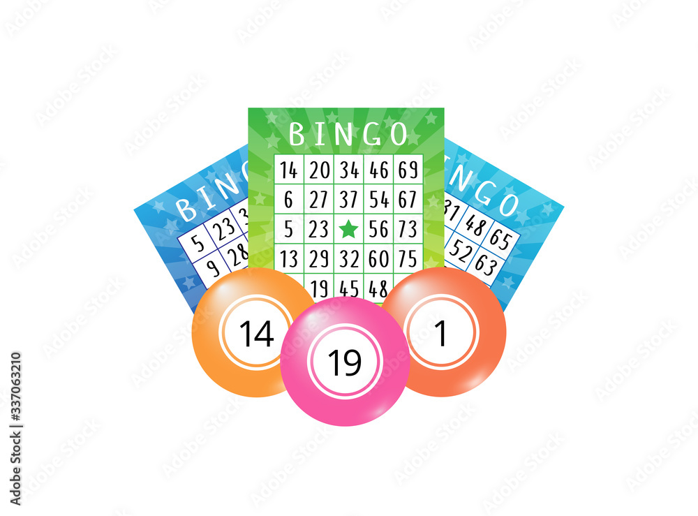 Bingo tickets with realistic balls on the white background. Usable for ...