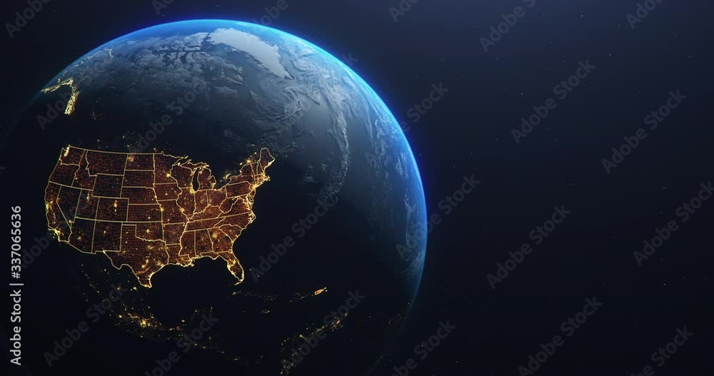 Planet Earth from Space USA, United States highlighted state borders ...
