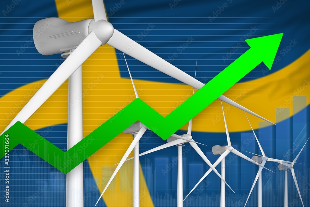 Sweden wind energy power rising chart, arrow up - alternative natural ...