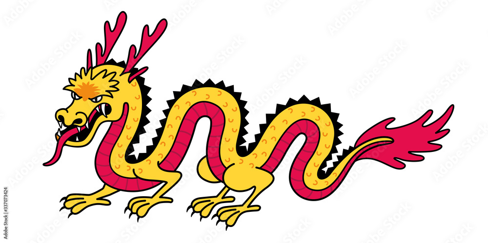 Traditional japanese dragon. Asian mythological creature. Vector ...