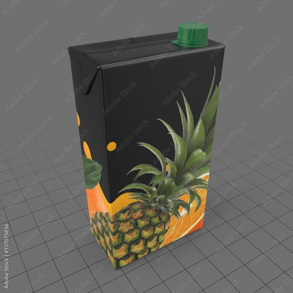 Cardboard pineapple juice box 2 Stock 3D asset | Adobe Stock