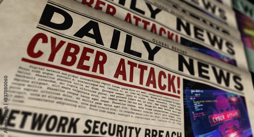 Cyber attack breaking news newspaper printing press Stock Illustration ...