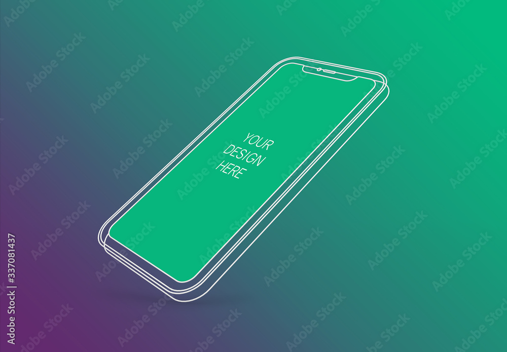 Wireframe Smartphone Screen Mockup with Transparent Background Stock ...