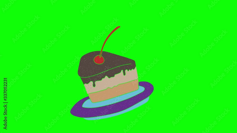 cake hand drawn green screen. floating loop animation Stock Video ...