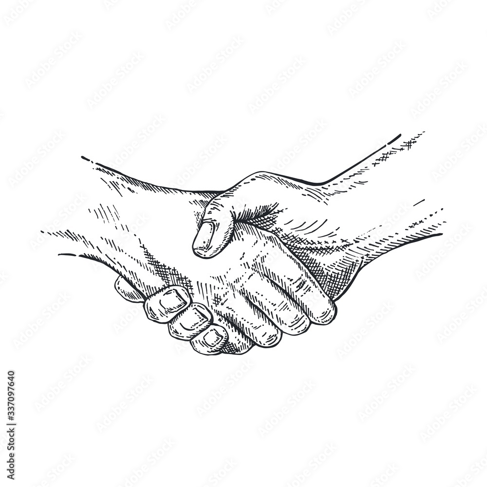 Vecteur Stock Handshake symbol in sketch style. Hand gesture showing ...