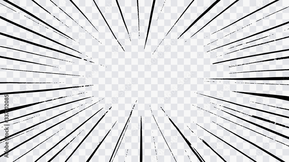 Abstract comic book flash explosion radial lines on transparent ...