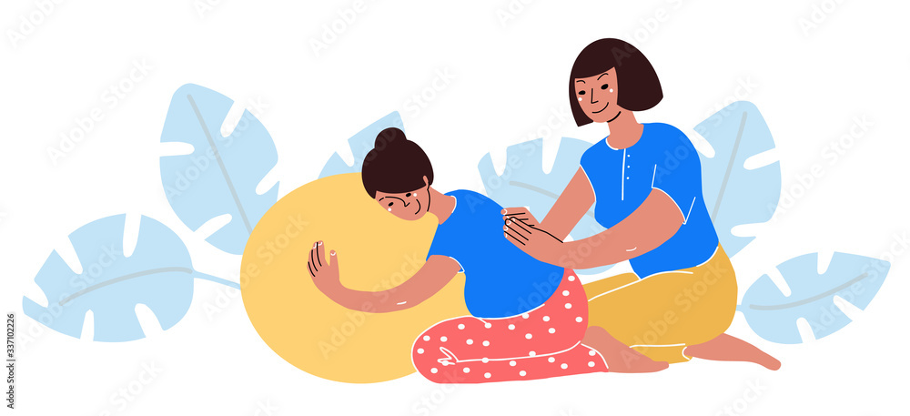 Doula support instead partner pregnant woman. help physical and ...