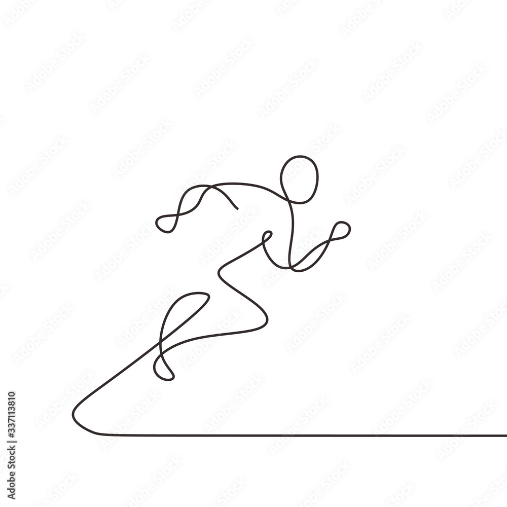 One line drawing person running, minimalism lineart. Continuous hand ...