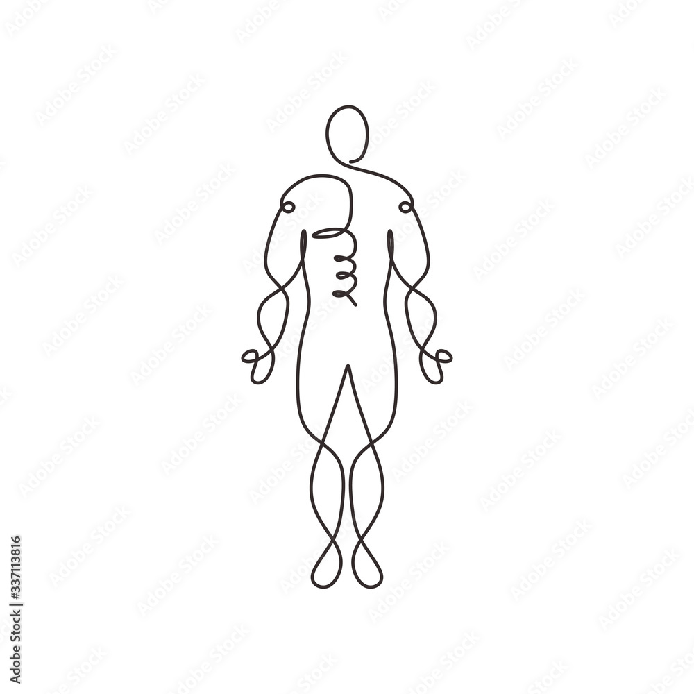 Human portrait one line drawing, body anatomy hand drawn minimalism ...