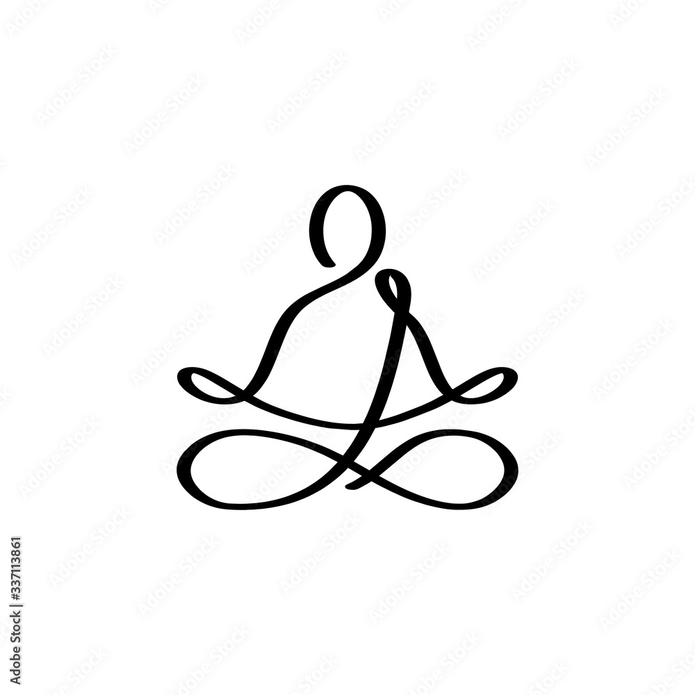 One line meditation drawing. Continuous hand drawn minimalism sketch ...