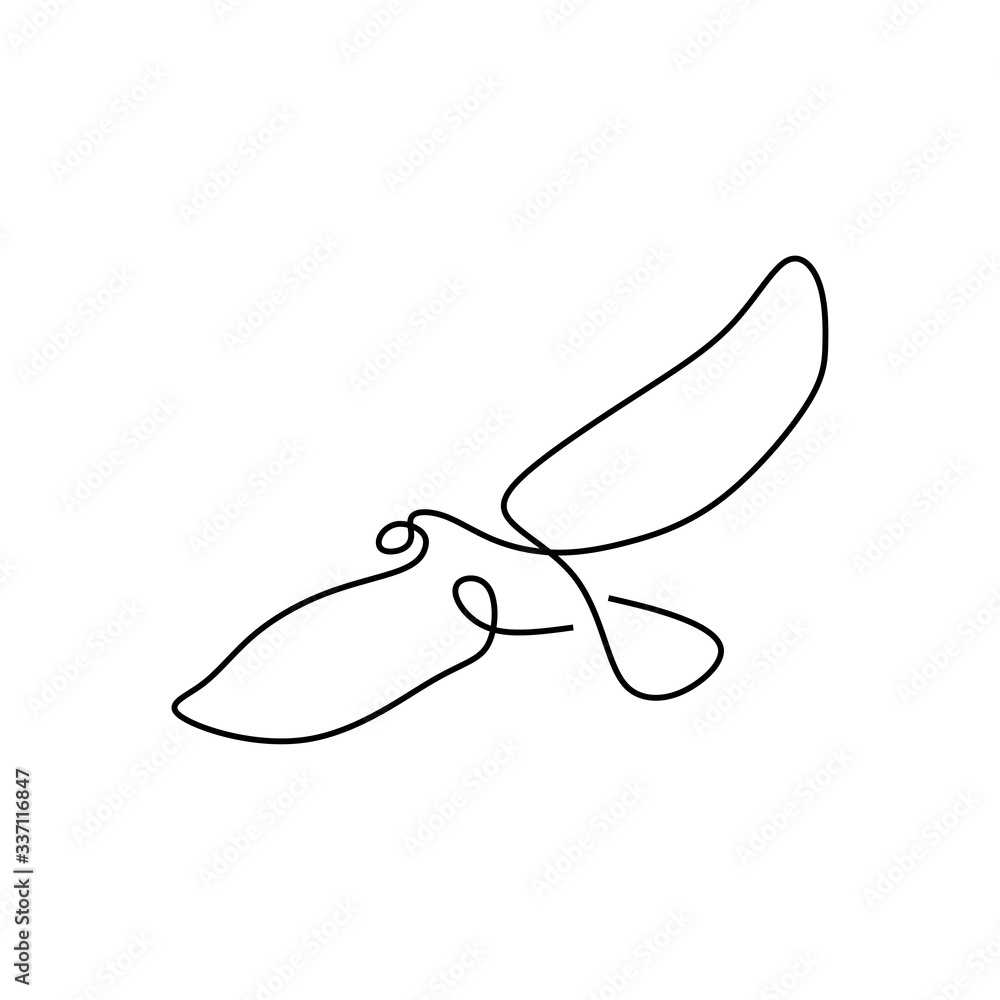 Flying bird one line drawing. Vector illustration minimalism style ...