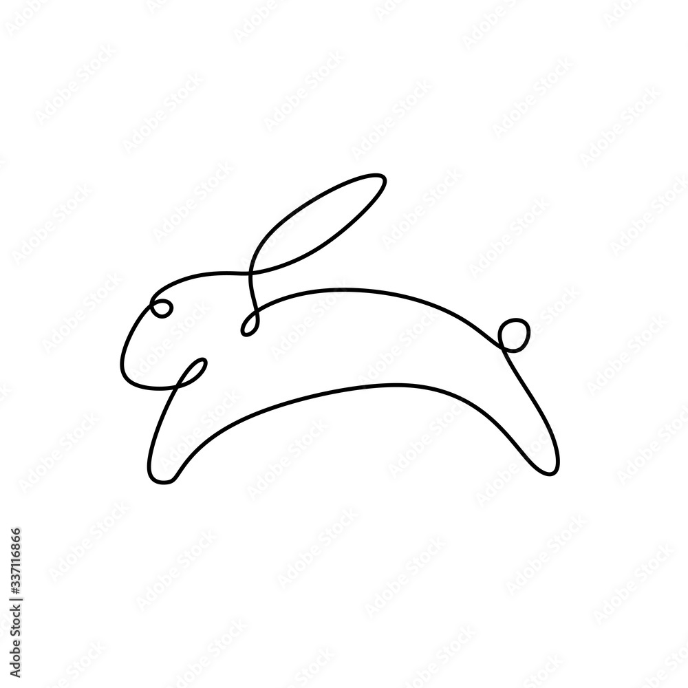 Rabbit continuous one line drawing, vector illustration minimalism ...