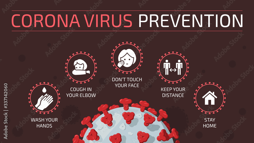 Detailed flat vector illustration of top Covid-19 prevention measures ...