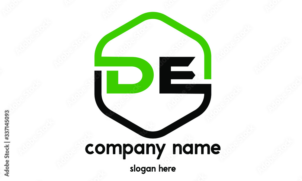 DE initial logo design template vector with green and black Stock ...