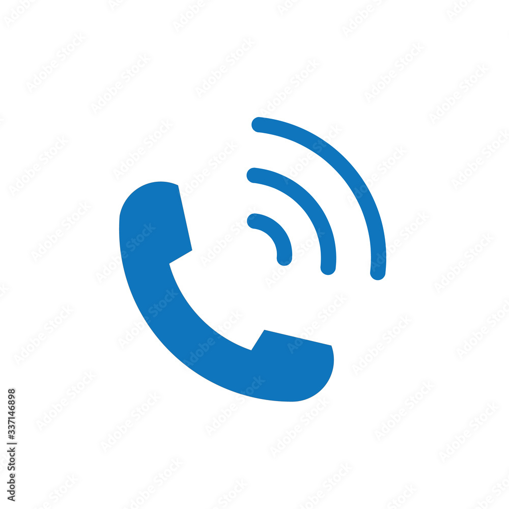 Blue phone icon symbol in trendy flat style isolated on white ...