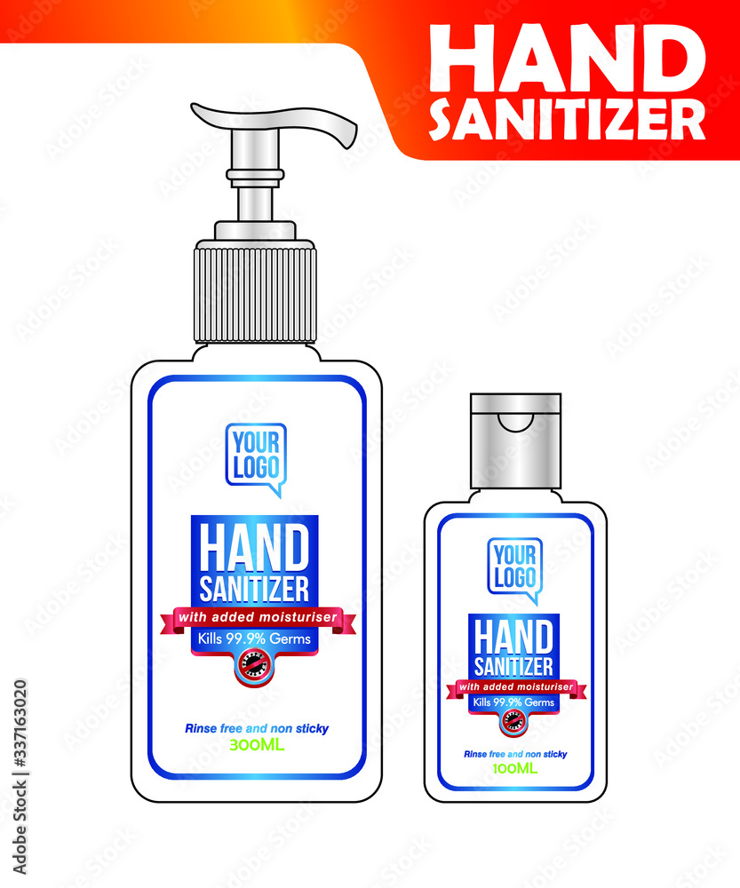 Hand sanitizer label design vector graphic template for packaging ...