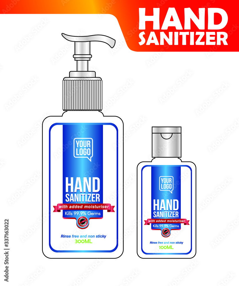 Hand sanitizer label design vector graphic template for packaging ...
