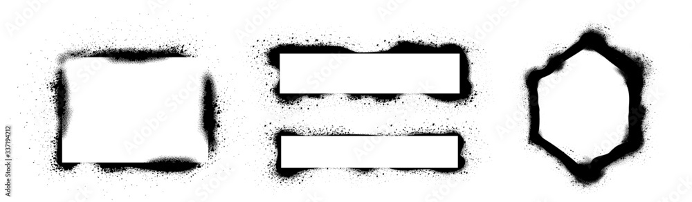 Collection of black paint. Spray Paint Elements, Vector brush stroke ...