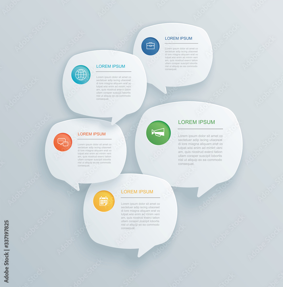 5 infographics with bubble speech template design. Stock Vector | Adobe ...