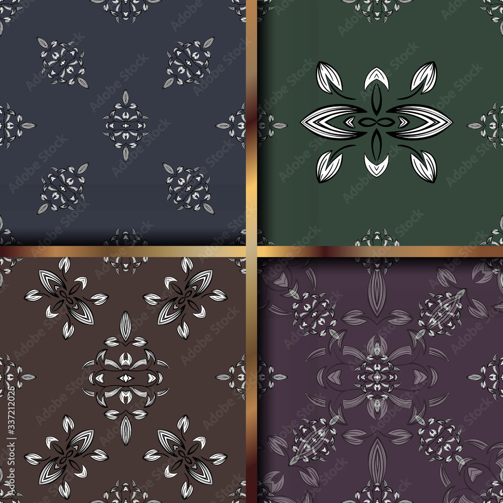 Vector set seamless patterns of flora ornamen surface tiles. Collection ...