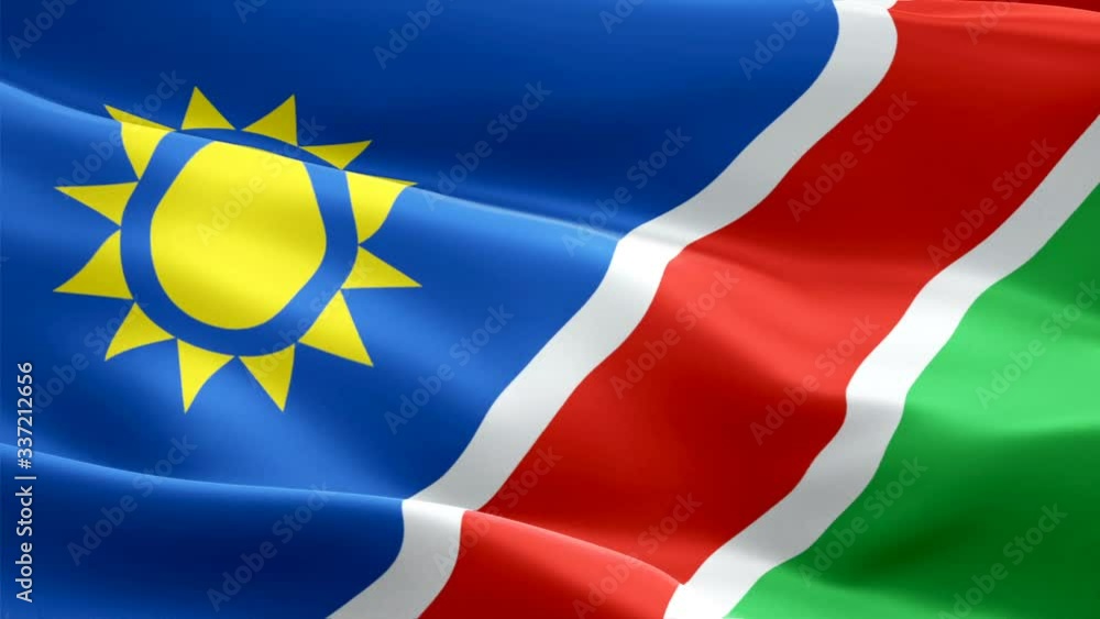 Namibian flag Closeup 1080p Full HD 1920X1080 footage video waving in ...