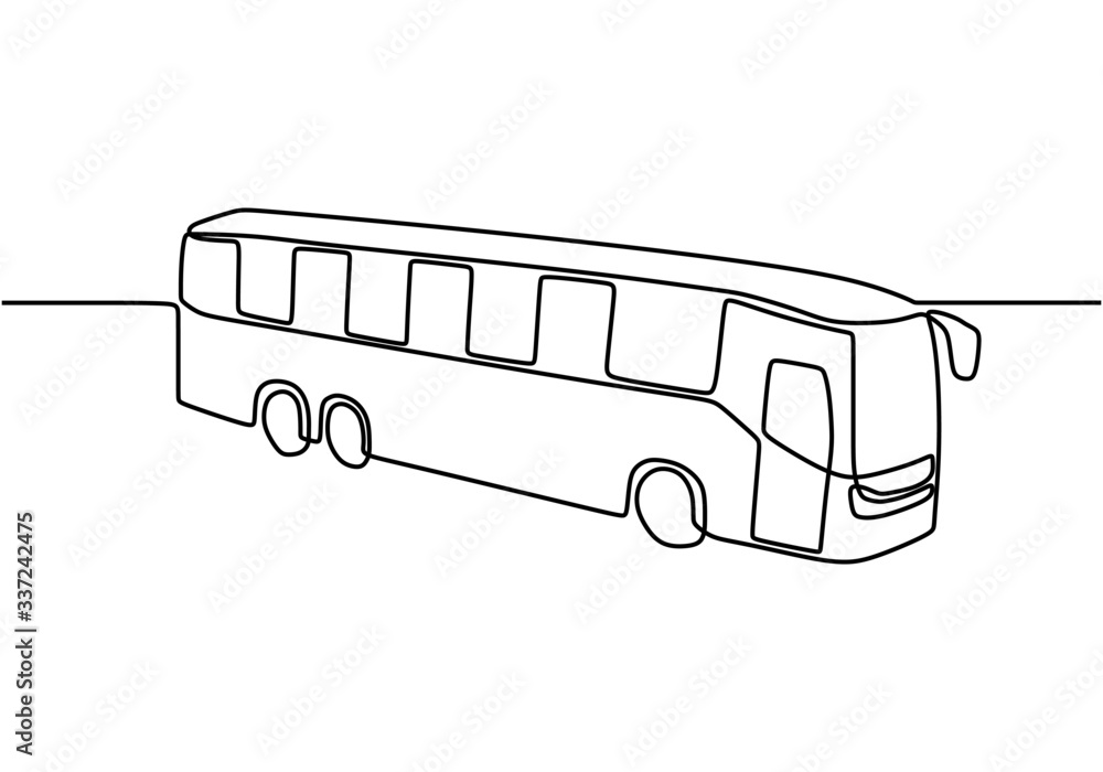 One line drawing of public transport for transportation of passenger ...
