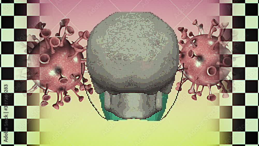 Abstract animation in the concept of coronavirus. Digital pixel art ...