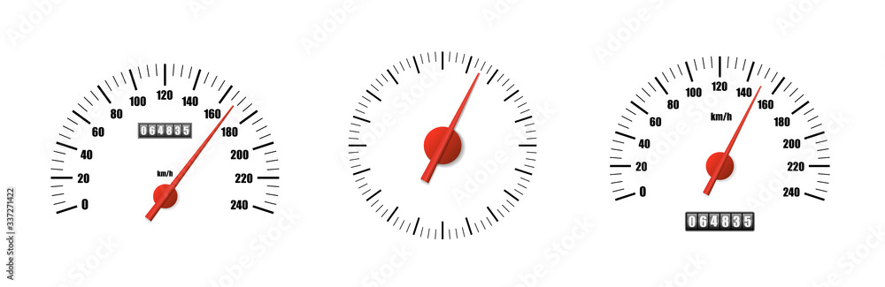 Realistic speedometer pack isolated on white background. Sport car ...