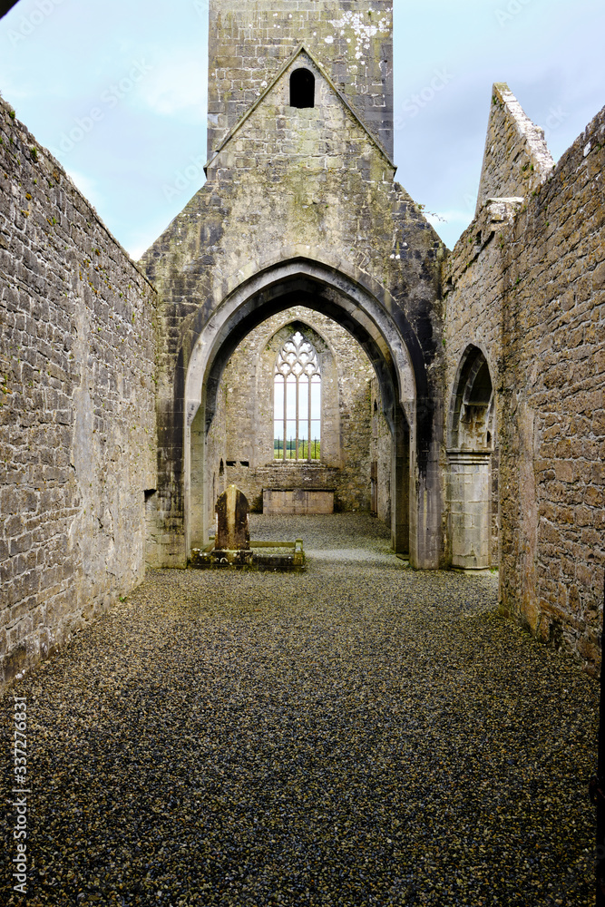 The ruins of the ancient medieval Franciscan abbey of Rosserk, on the ...