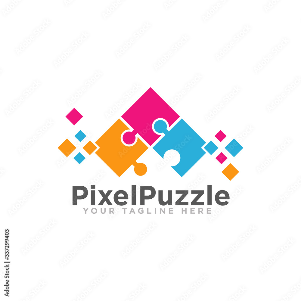 Puzzle Logo Design Vector Template Stock Vector | Adobe Stock