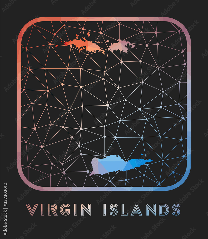 Virgin Islands map design. Vector low poly map of the island. Virgin ...