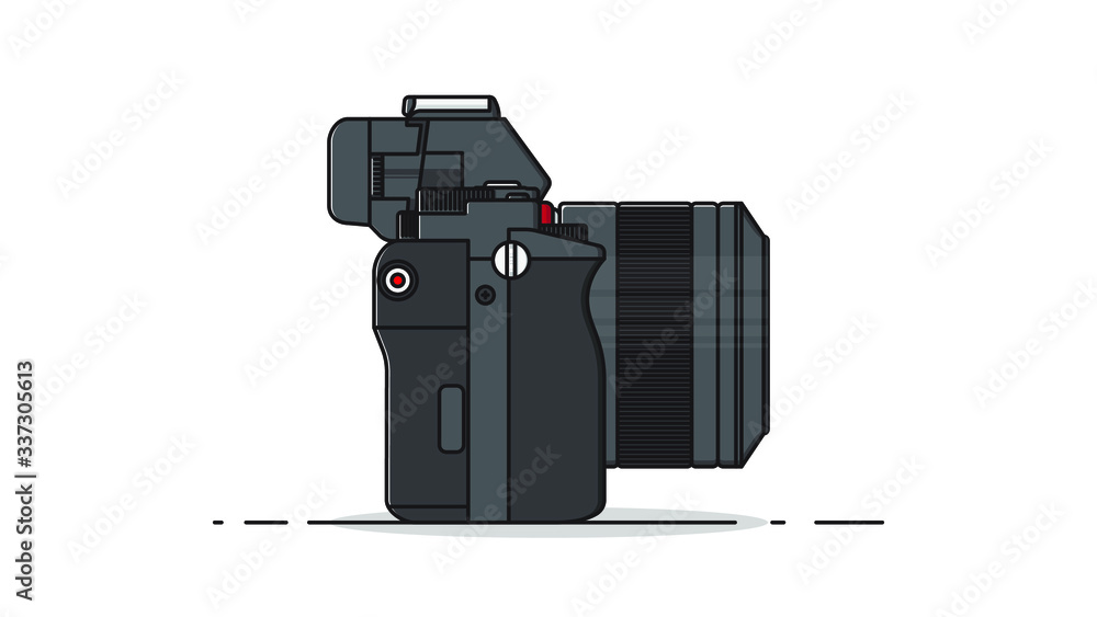 Mirrorless camera side view flat design vector illustration Stock ...
