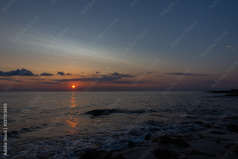 Adriatic sea. Ostuni, Puglia. Sunrise. Renowned seaside resort located ...