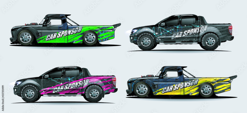 set of vehicle graphic kit vector. Modern abstract background for car ...
