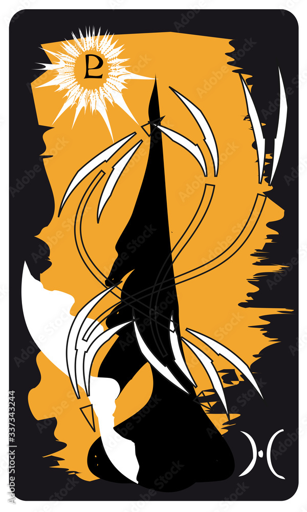 Tarot card back design. Pluto and Proserpine, astrological symbols ...