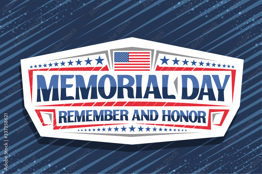 Vecteur Stock Vector logo for Memorial Day, decorative cut paper stamp ...