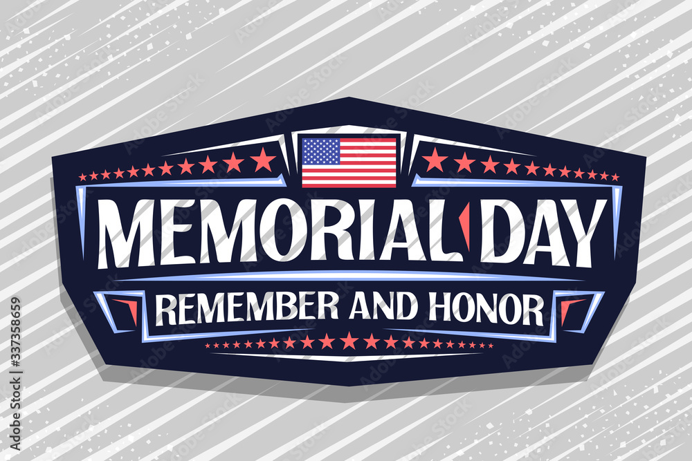 Vector logo for Memorial Day, dark decorative stamp with national red ...