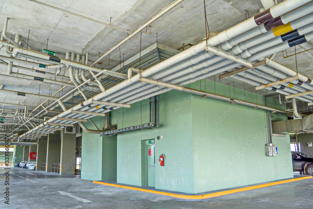 Installation of water pipes in the building.Water pipe system. Pumping ...