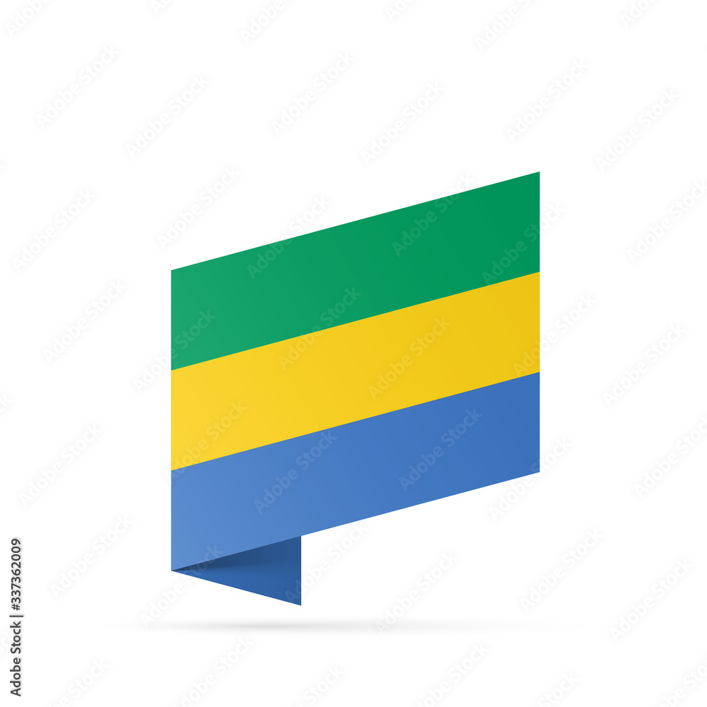 Gabon flag state symbol isolated on background national banner ...