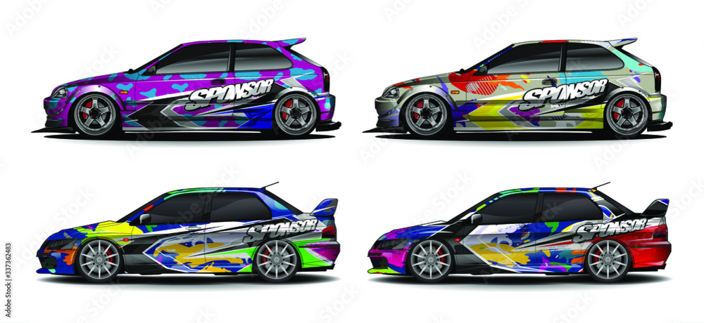set of vehicle graphic kit vector. Modern abstract background for car ...