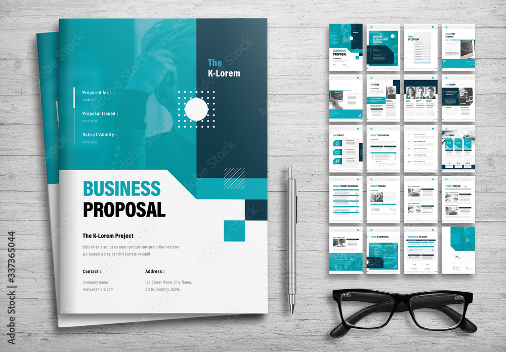 Business Brochure Proposal Layout with Teal Accents Stock Template ...