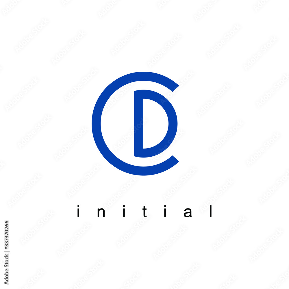 Initial cd letter logo design vector illustration white blue color ...