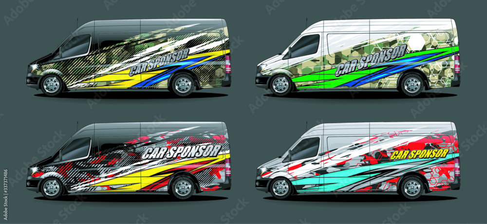 set of vehicle graphic kit vector. Modern abstract background for car ...