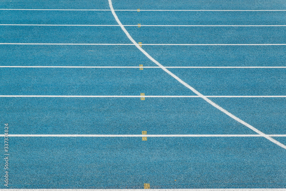 Blue Running track .Lanes of blue running track.Running track with blue ...