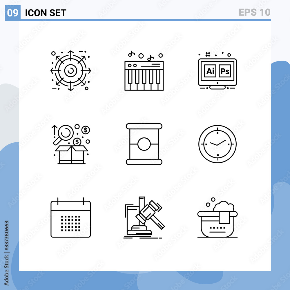 Outline Pack of 9 Universal Symbols of food, graph, hex, chart ...