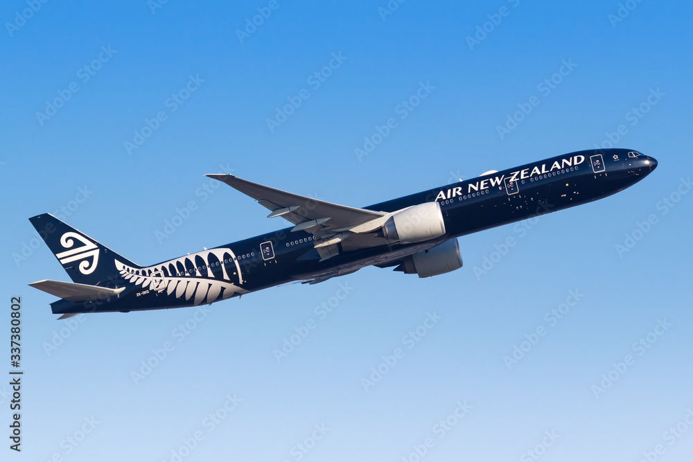 Air New Zealand Boeing 777-300ER airplane Frankfurt airport All Blacks ...