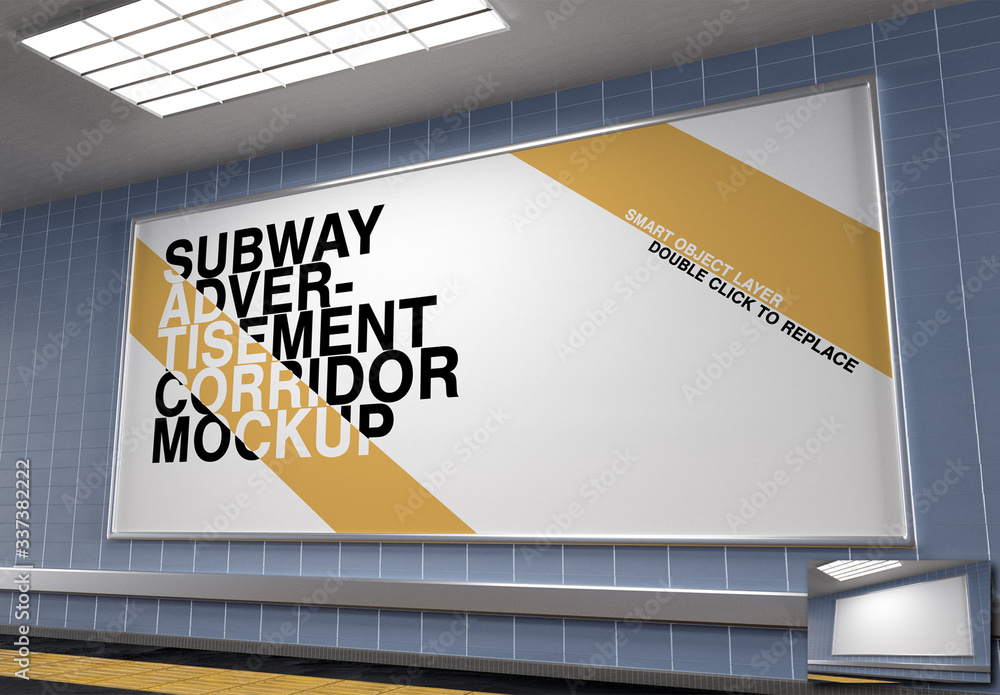 Mockup of Subway Corridor Poster Stock Template | Adobe Stock